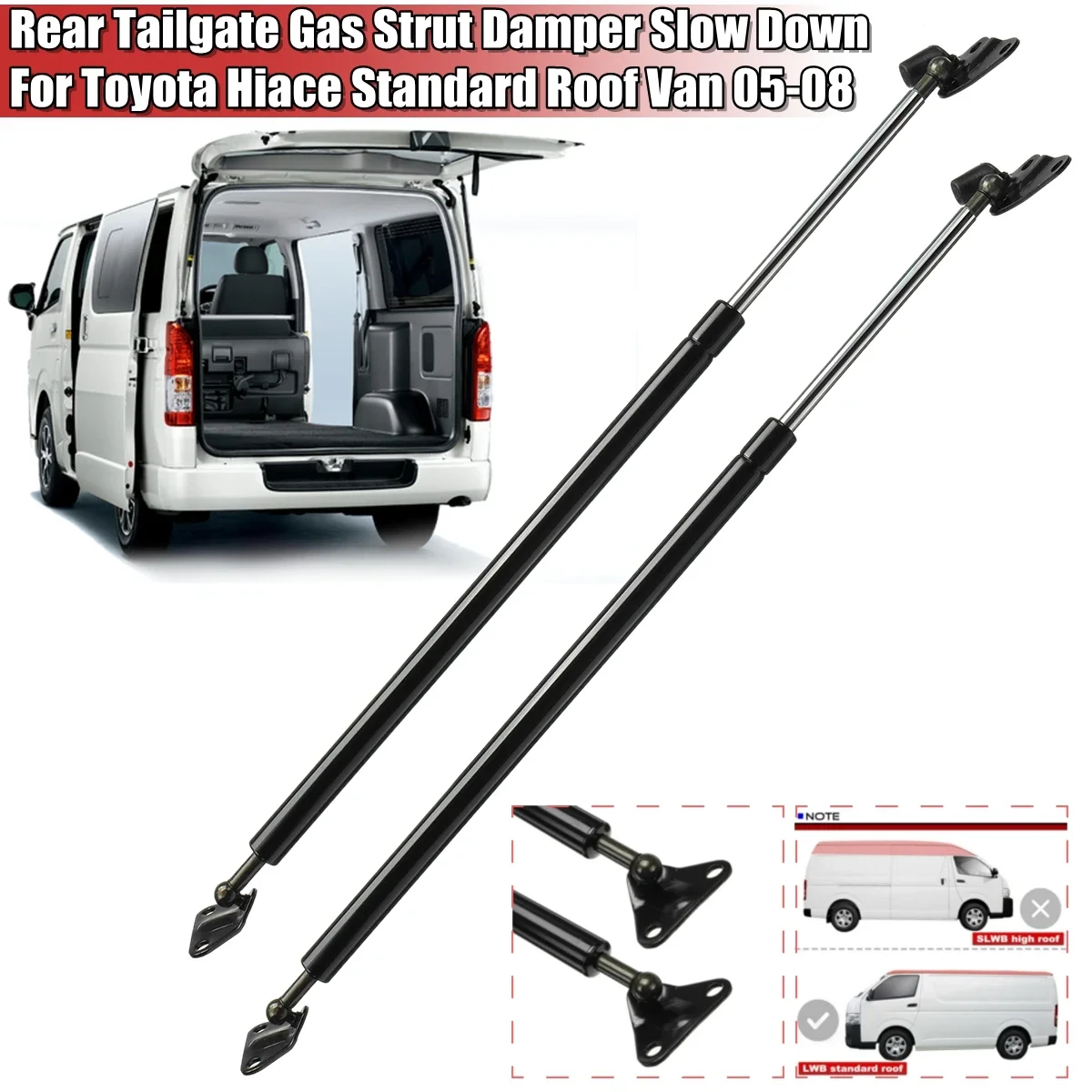1Pair Rear Tailgate Gas Strut Damper Slow Down For Toyota Hiace ...