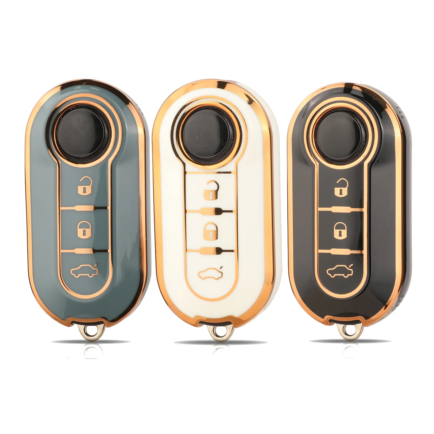 jingyuqin TPU Car Key Shell Case Fob For Fiat 500 Panda Punto Bravo ...