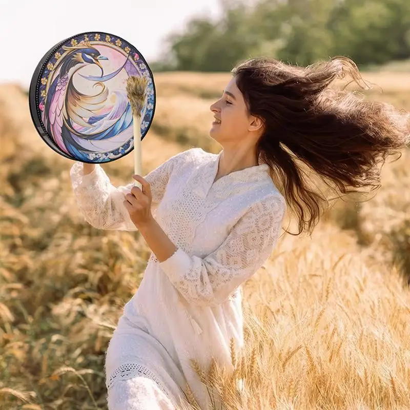 Sound-Healing-Drum-Bird-Print-Drum-Instruments-Spiritual-Instrument ...