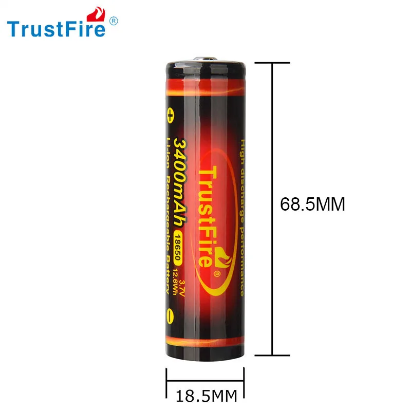 2 pièces 3400 mAh 3,7 V-Batterie Lithium-ion 18650, Rechargeable ...