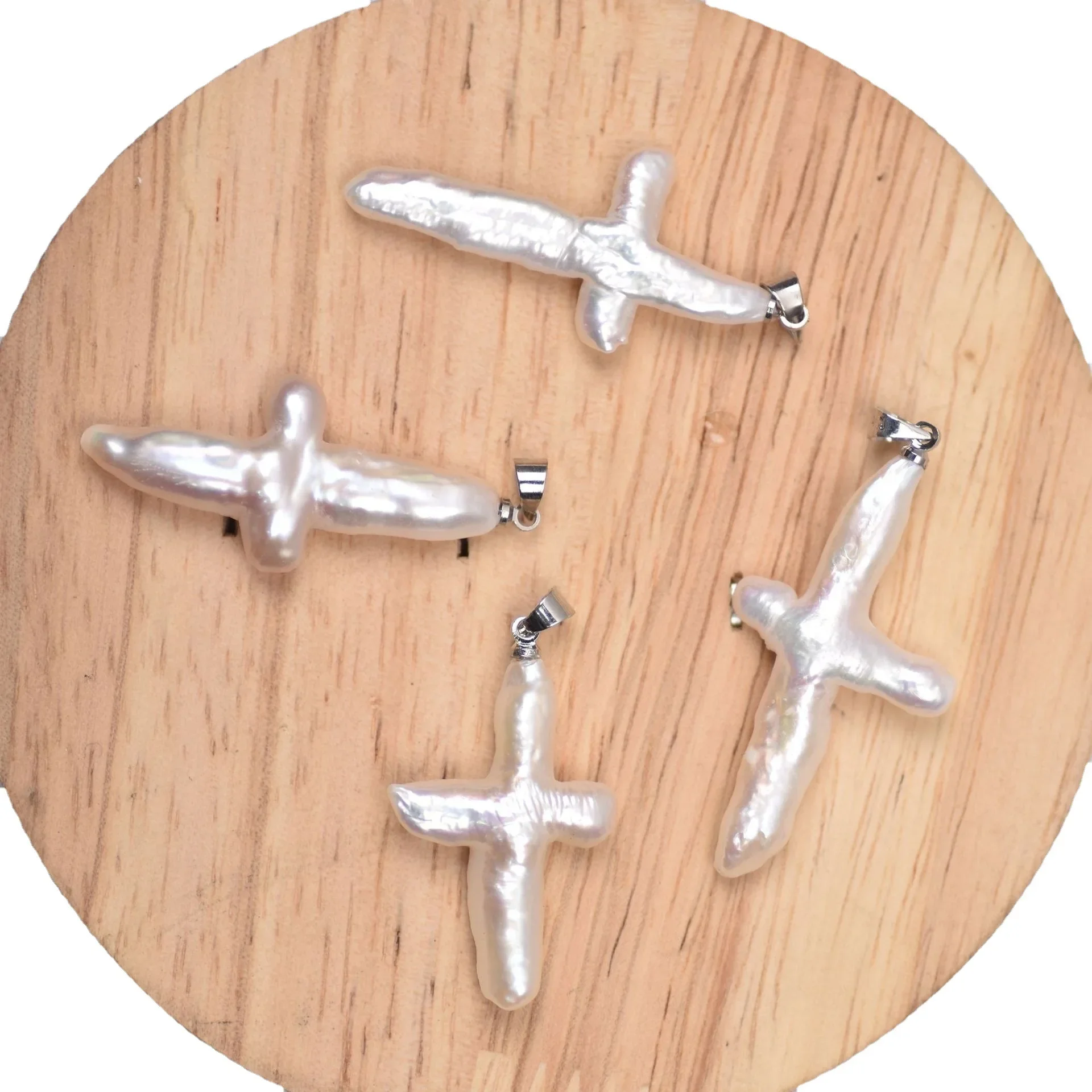 24*30mm Natural Freshwater Pearl Pendant Cross shape Pendants for ...