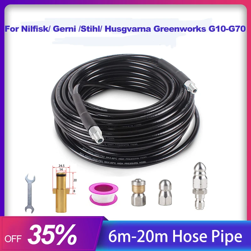 6-20m-Sewer-Jetter-Kit-1-4-High-Pressure-Cleaning-Hose-For-Nilfisk ...