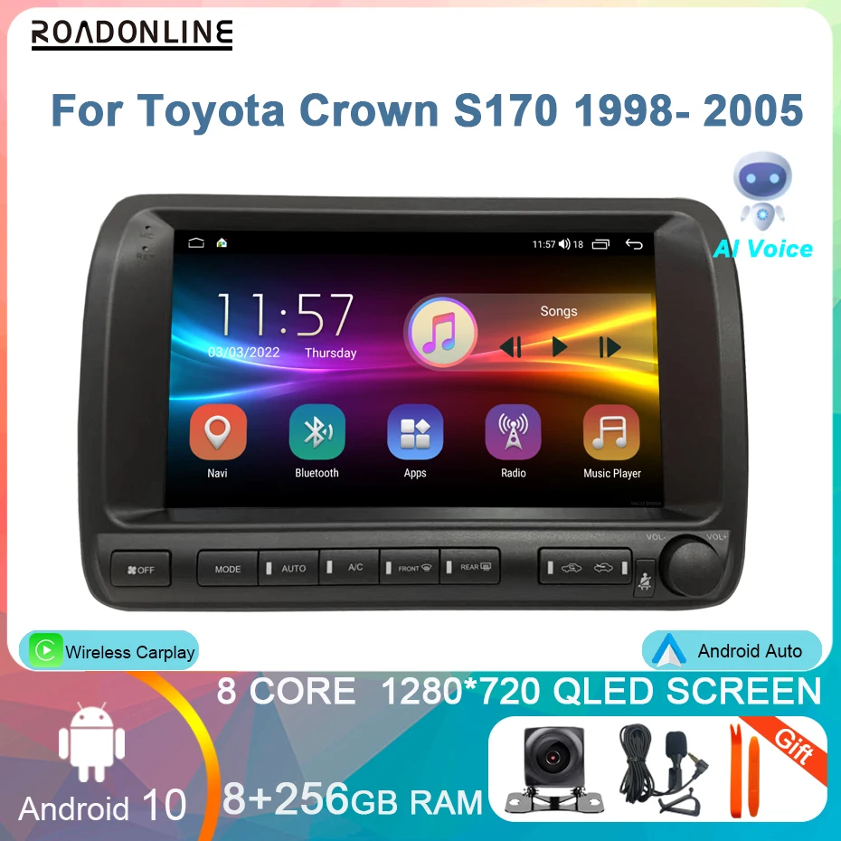 8-256GB-Android-10-Car-Radio-For-Toyota-Crown-S170-1998-2005-GPS-Navi ...