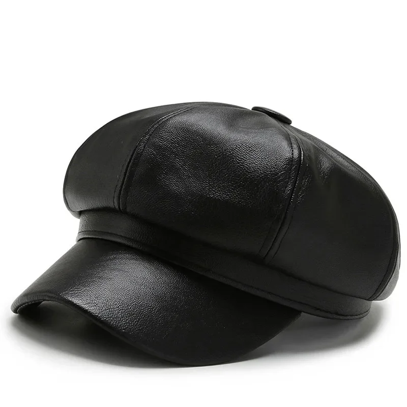 Autumn-Winter-Hats-for-Women-Solid-Plain-Octagonal-Newsboy-Cap-Men ...
