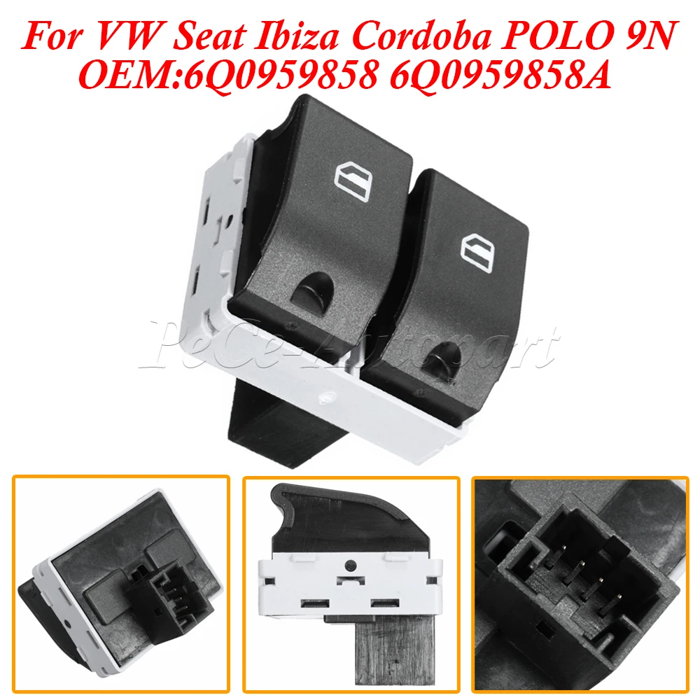 6Q0959858A-Electric-Power-Window-Console-Switch-Button-ABS-Front ...