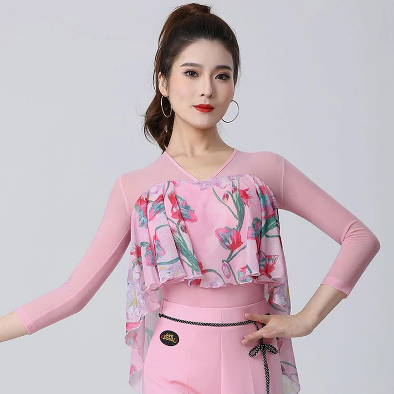 Women-Waltz-Modern-Dancing-Top-Ruffled-National-Standard-Ballroom-Dance ...
