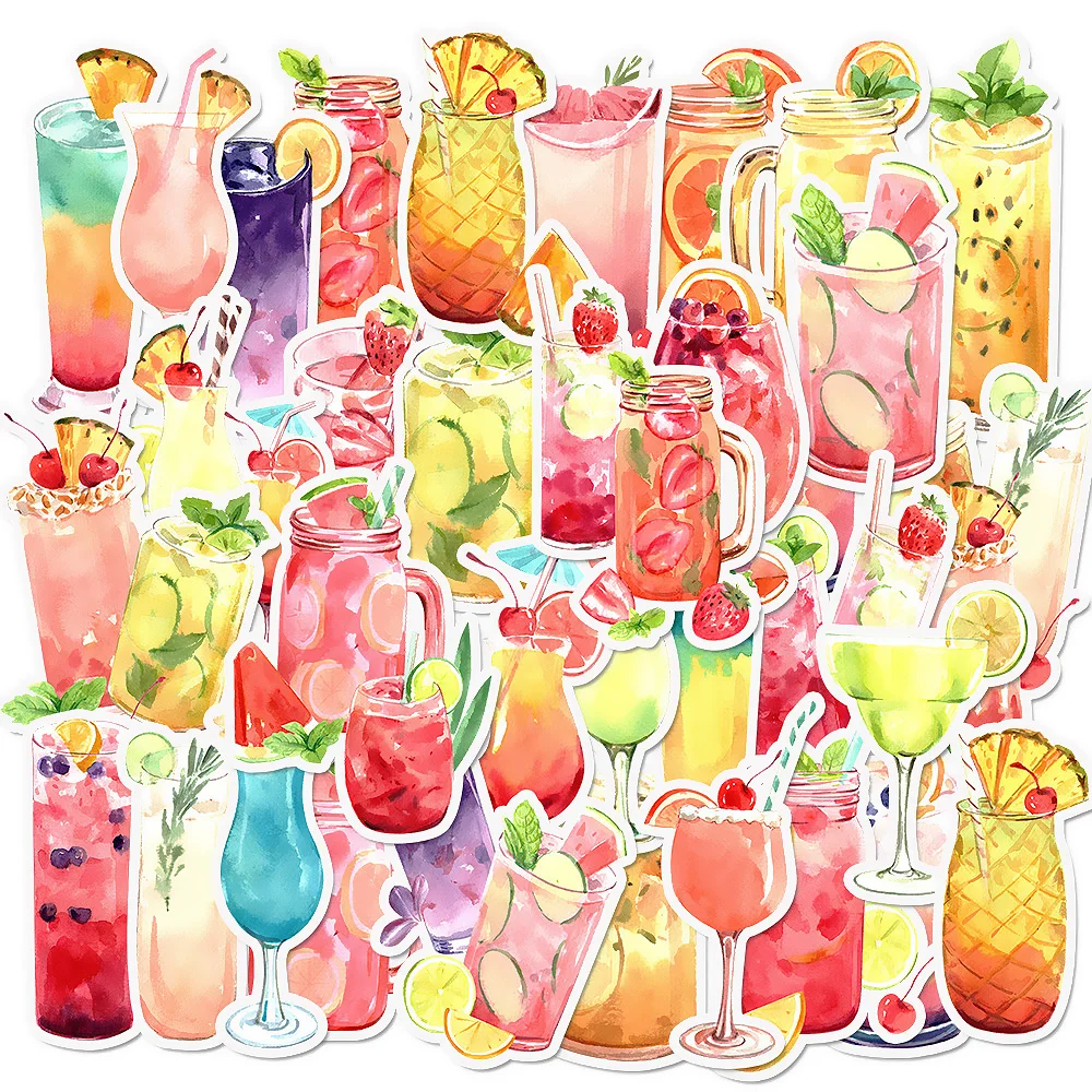 Set of 34 Summer Cocktails Sticker Set Colorful Drinks Stickers for ...