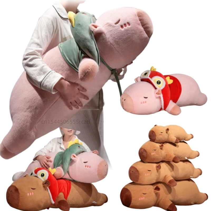 100cm Gaint Long Fun Costume Capybara Plush Doll Pillow Pink Brown ...