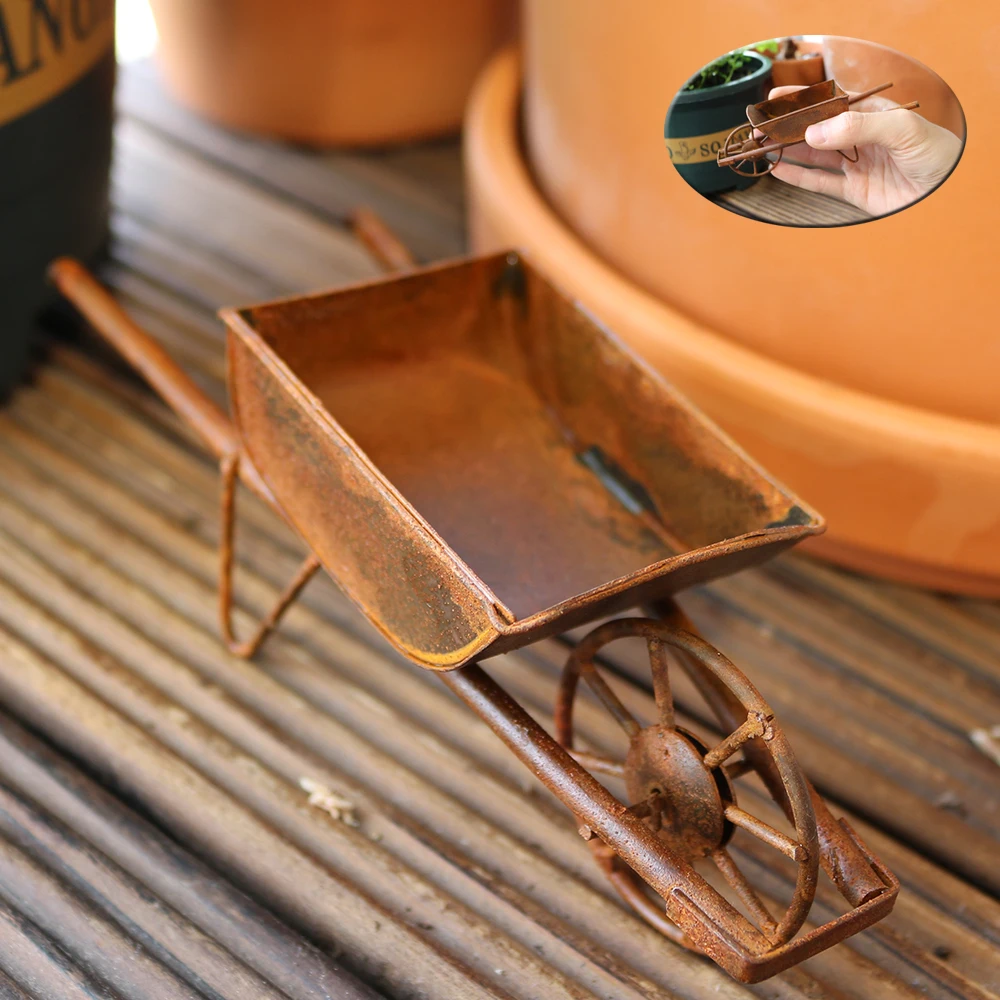 Miniature-Rusty-Wheelbarrow-Fairy-Garden-Mini-Wagon-Vintage-Metal ...