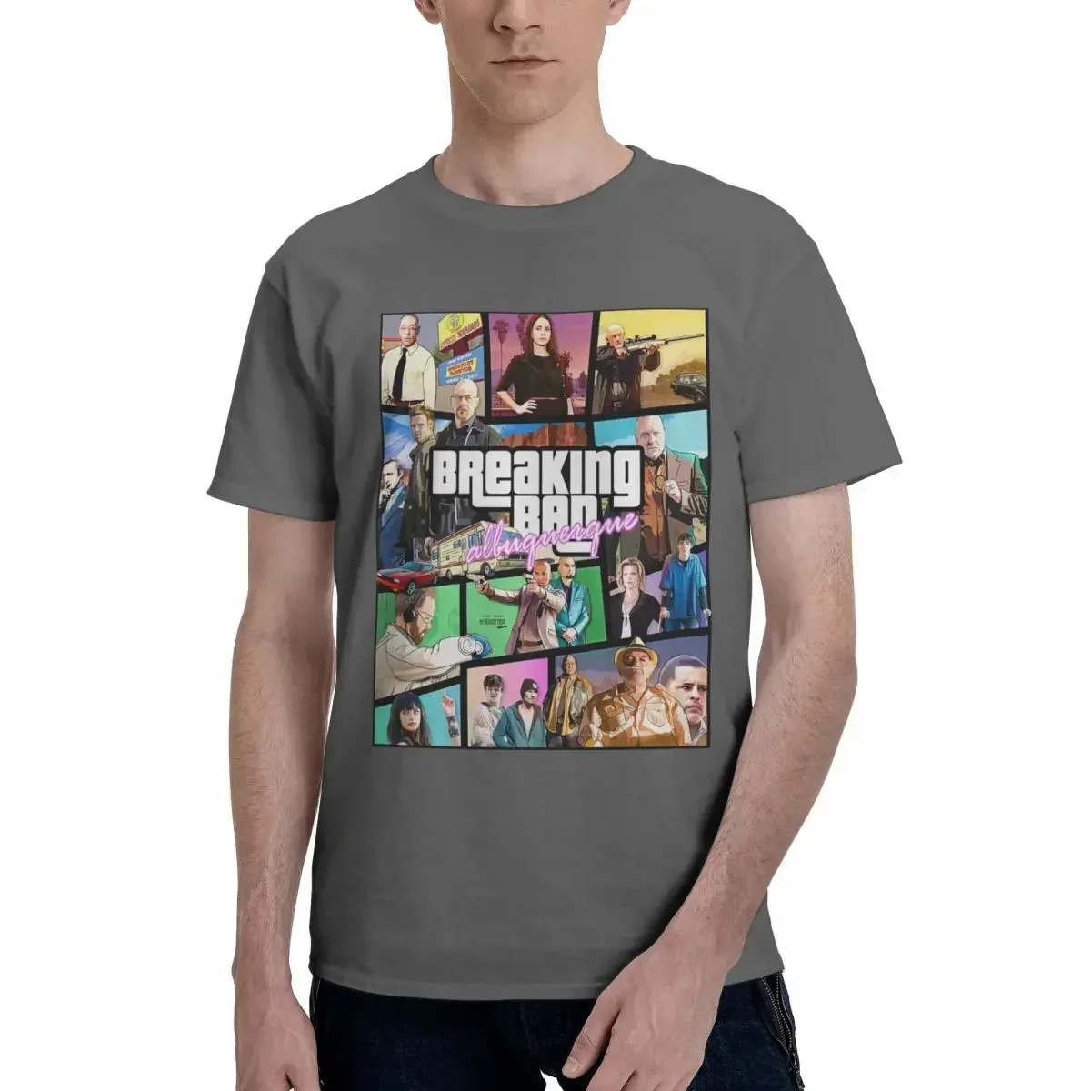 Camiseta novedosa Breaking Bad GTA Collage para hombre y mujer, cuello ...