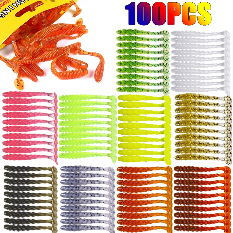 Fishing-Lure-Soft-Tail-Bait-Set-Grub-Worm-Swimbaits-Silicone-Wobblers ...