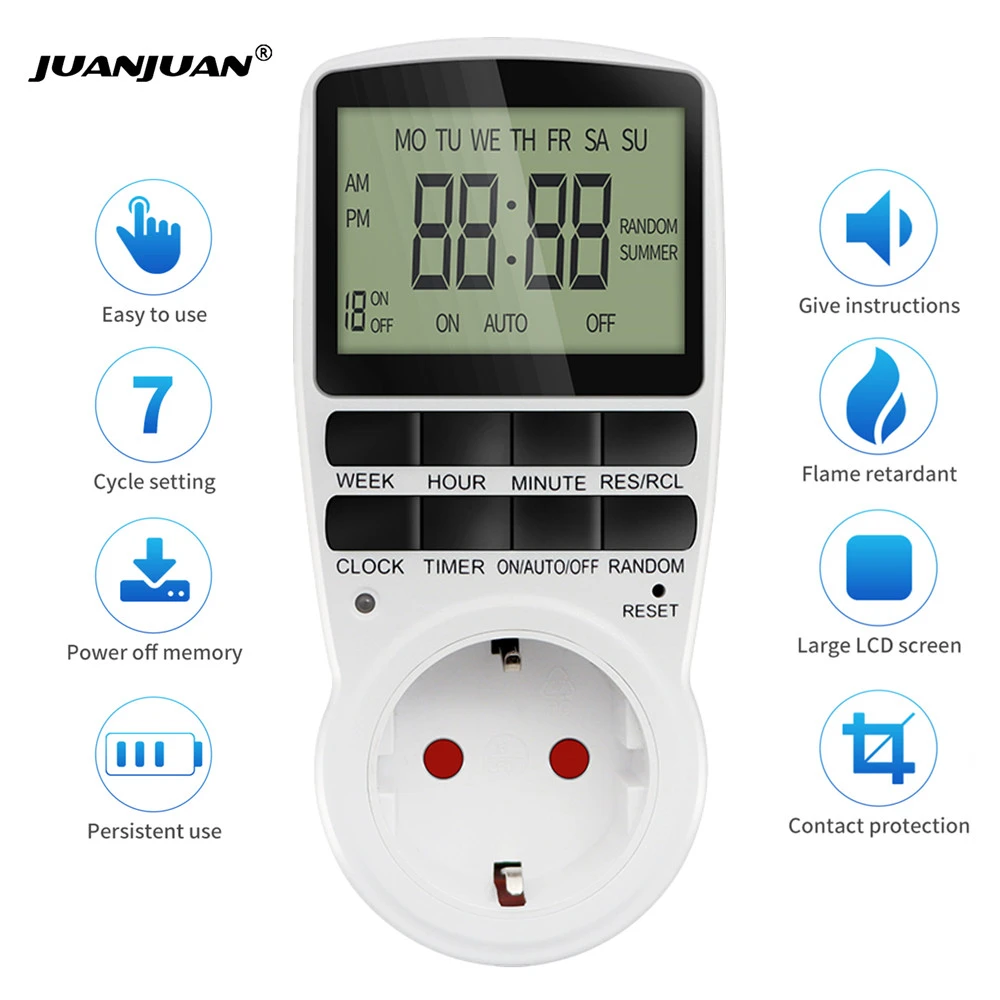 Digital Timer Switch Electronic 12/24 Hour Programmable Timing Socket Eu Uk Us Au Fr Plug Outlet ...