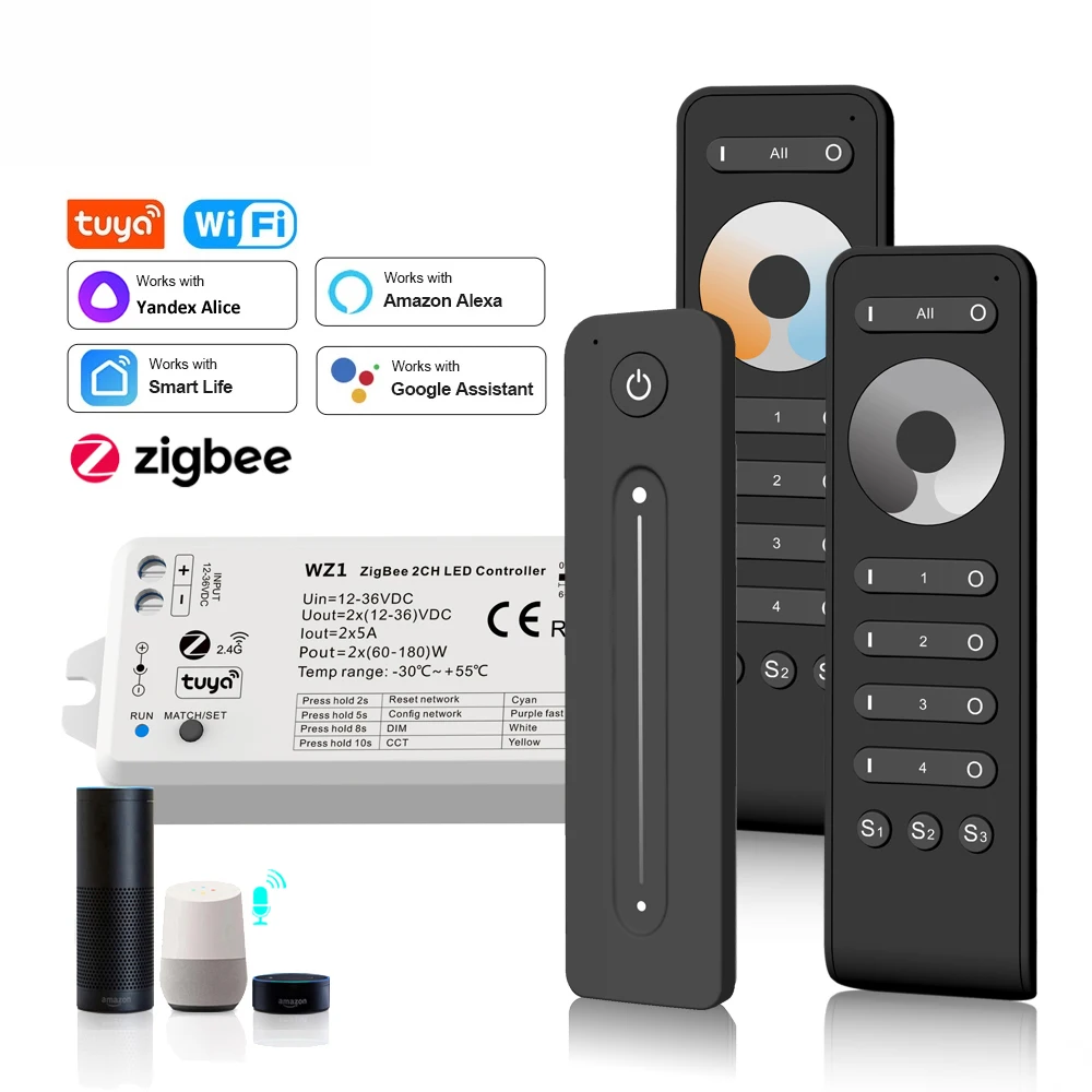 Skydance WZ1 Zigbee LED Dimmer 12V 24V Tuya Smart Life 2.4G RF Wireless Remote Wifi WW CW CCT ...