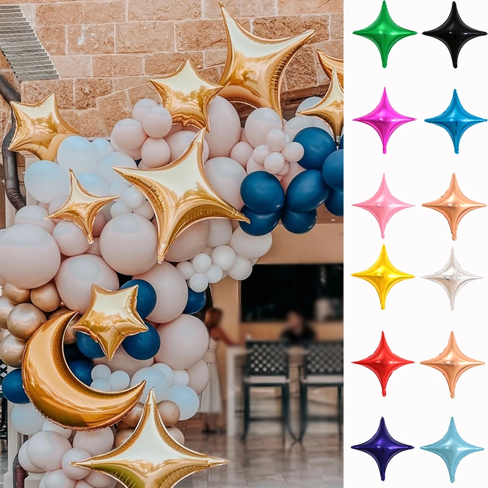 5-10pcs-10-26inch-Colorful-Four-pointed-Star-Balloons-Helium-Foil ...