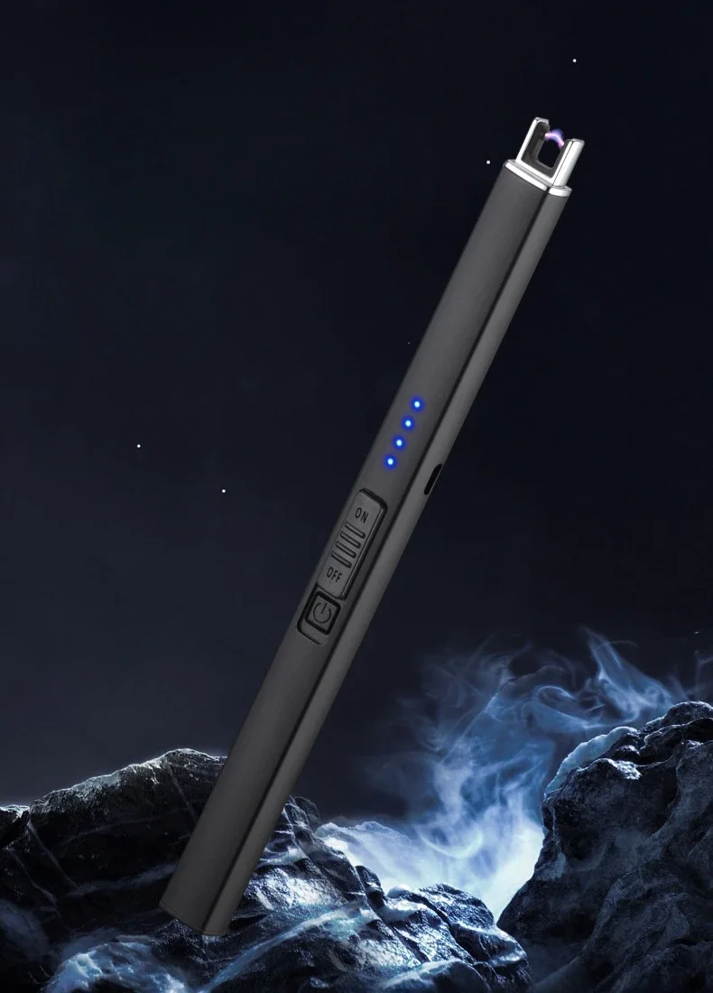 New Windproof Pulse Long Bar Single Arc Electric Lighter USB Charging ...