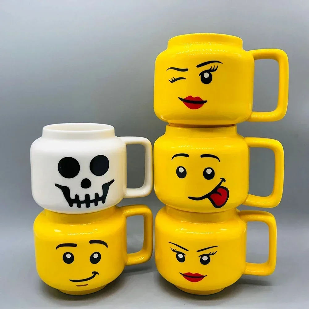 Expression-Ceramic-Mugs-with-Figurine-Head-Cute-Smiling-Face-Drinking ...