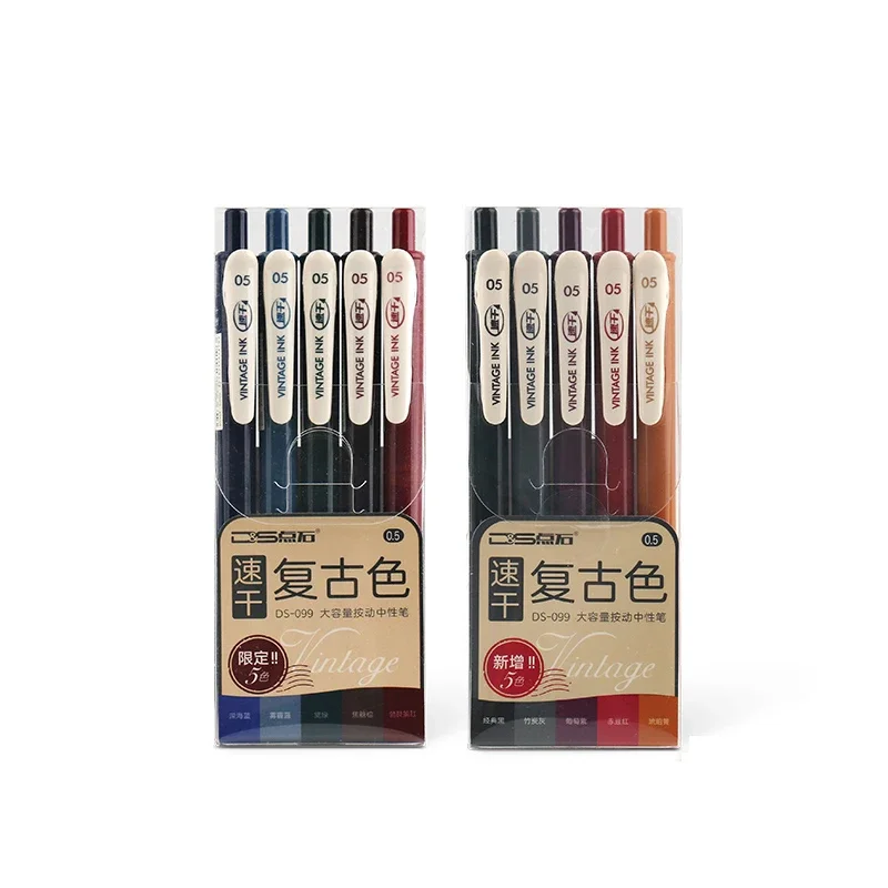 Retractable Vintage Color Gel Pens Set Quick Dry 0.5mm Binder Clip Soft ...