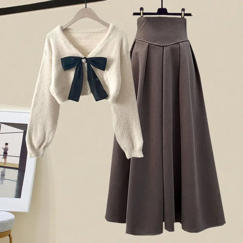 Traje-elegante-de-Tweed-para-mujer-c-rdigan-con-lazo-franc-s-su-ter-y ...