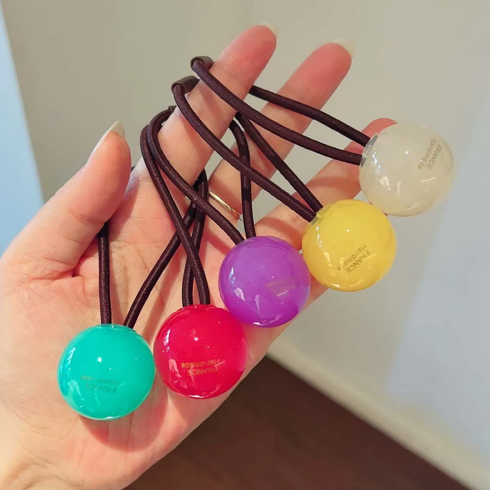 Ins Popular Colorful Transparent Ball Elastic Hair Band Girls Crystal ...