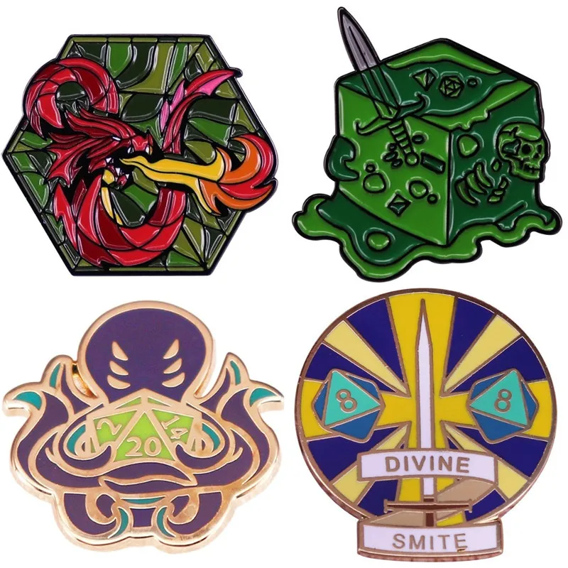 RPG Gelatinous Cube D20 Dice Enamel Pin Brooch Metal Badges Lapel Pins ...