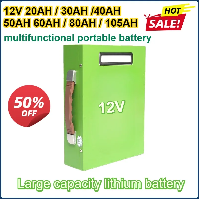 12V105AH Large capacity lithium battery portable power station solar ...
