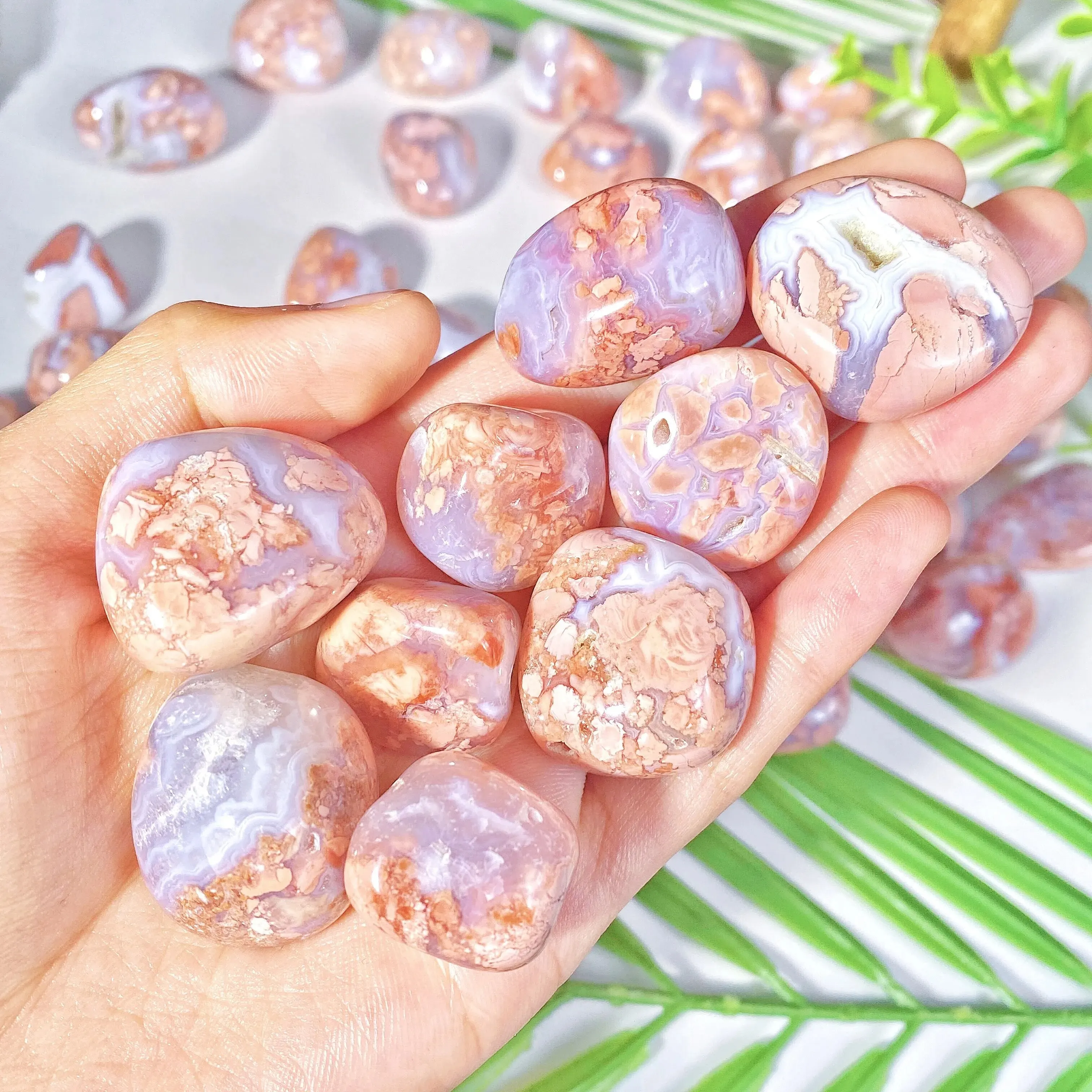 5PCS-10-50mm-High-Quality-Pink-Agate-Natural-Tumbled-Crystal-Stones ...
