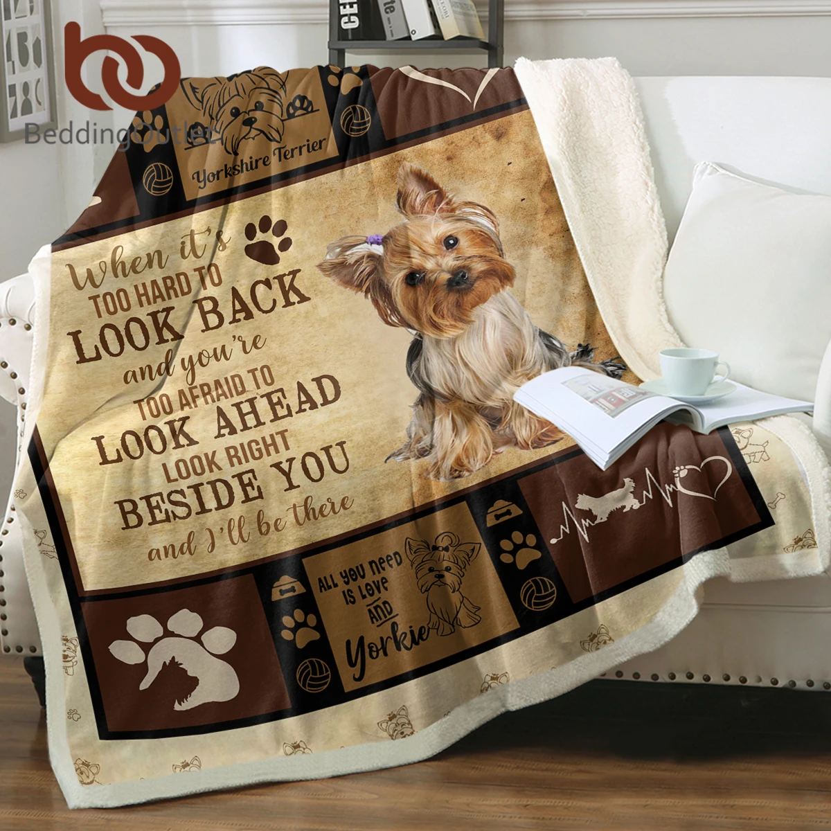 BeddingOutlet-Cute-Dog-Blanket-on-Bed-Realistic-Plush-Throw-Blanket ...