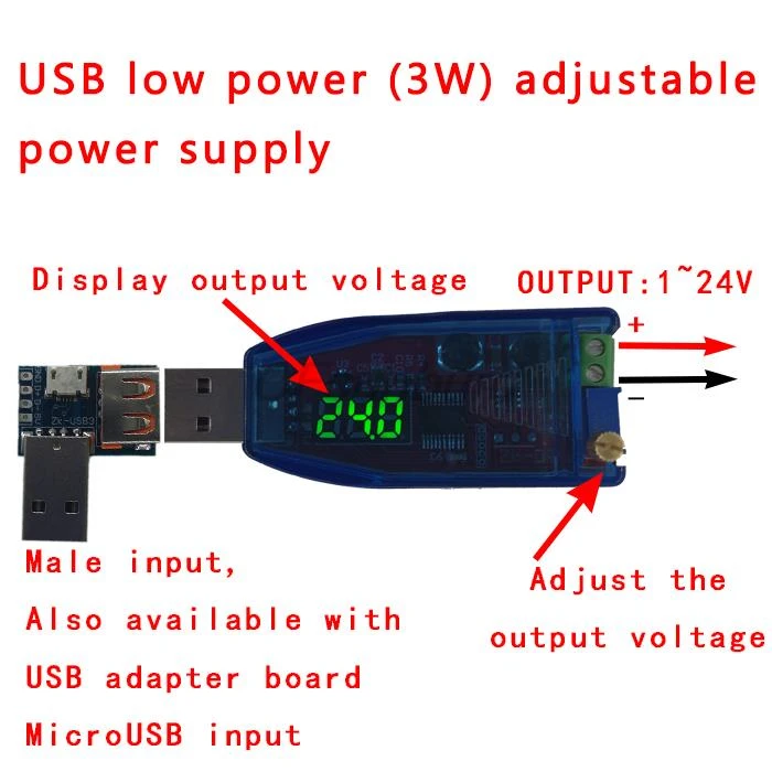 DC DC 5V to 3.3V 9V 12V 24V USB Step UP / Down Power Supply Module Adjustable Boost Buck ...