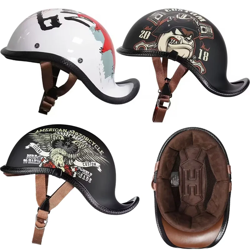 Retro-Motorcycle-Helmet-Scooter-Baseball-Cap-Vintage-Open-Face-Half-Hat ...
