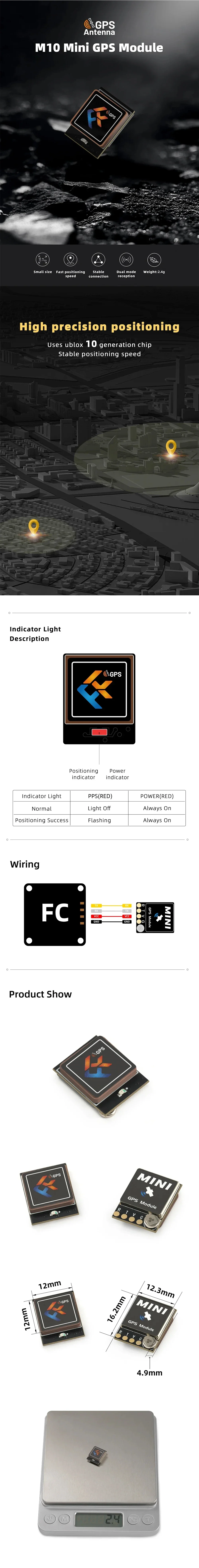 FlyFishRC M10 Mini GPS Module – 10th Gen, Built-in Ceramic Antenna for ...