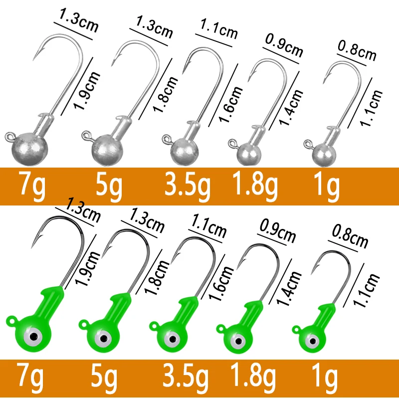 1.8 g - 5pc vert - 5pcs Manivelle Jig Tête Crochet Crochet De Pêche ...