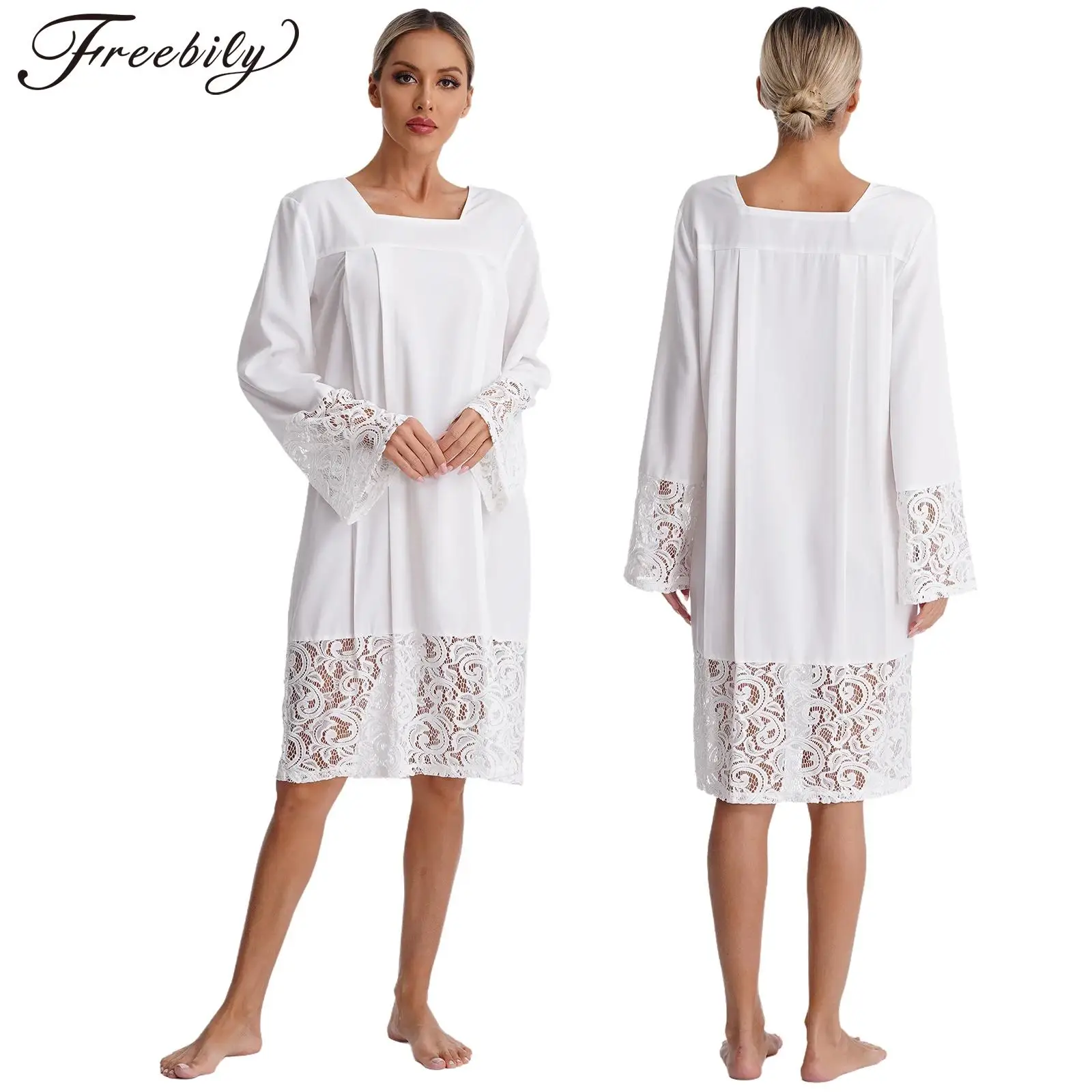 Women-Clergy-Priest-Surplice-Long-Sleeve-Lace-Robe-Church-Choir-Worship ...