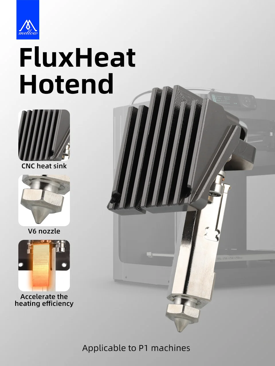 Mellow NF FluxHeat Hotend For Upgrade Bambu Lab P1P P1S TZ Hotend Voron ...