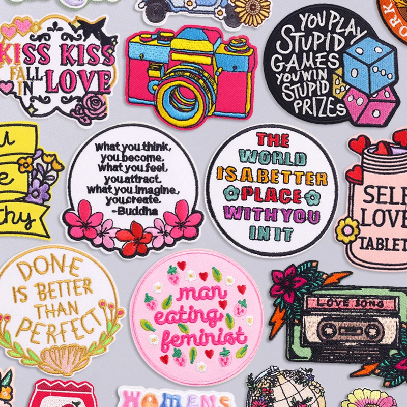 Phrases-Text-Embroidered-Patches-For-Clothing-Stickers-Inspirational ...
