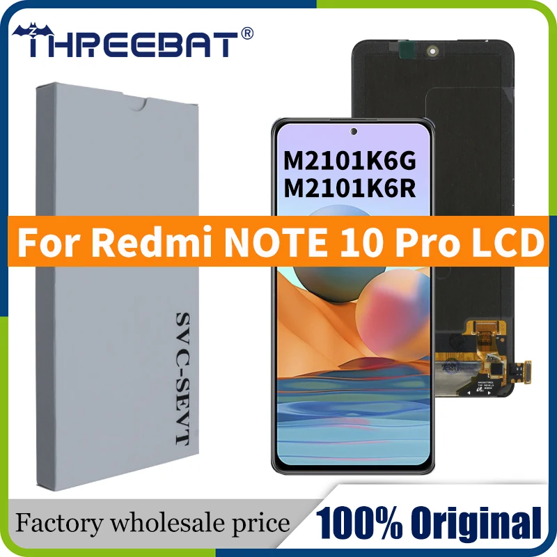 Original AMOLED LCD Display Digitador Da Tela De Toque, Xiaomi Redmi Nota 10 Pro, M2101K6G ...