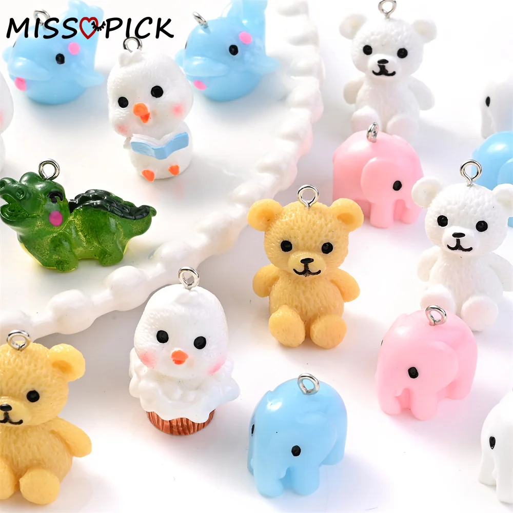 5Pcs-Cute-Three-dimensional-Animal-Pendant-Cartoon-Resin-Chicks-Dolphin ...