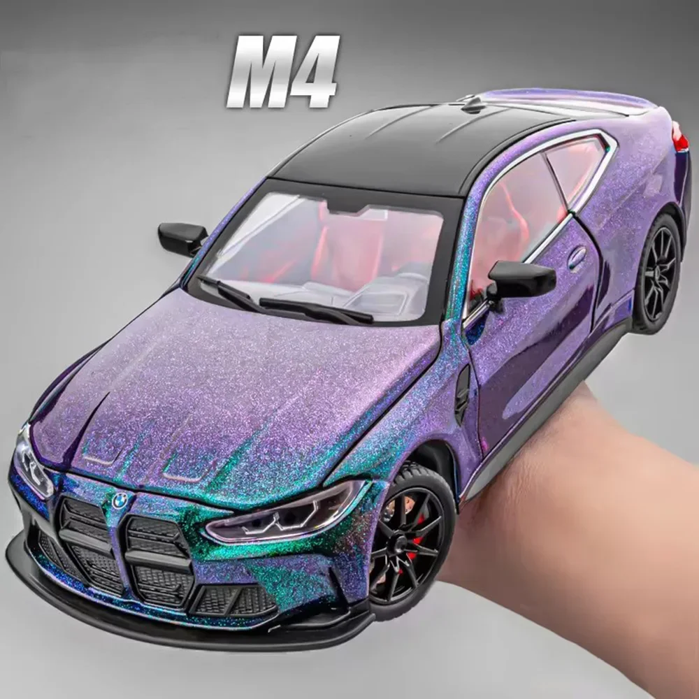 Big 1/24 BMW M4 Model Metal Diecast Toy Cars Light Sound Alloy Toys ...