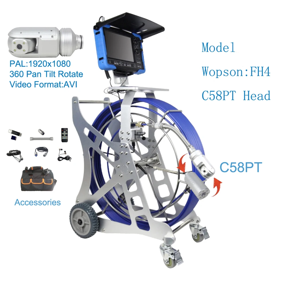 Newest-FHD-PAL1920x1080-58mm-360-Pan-Tilt-Rotate-Pipe-Drain-Sewer-Duct ...