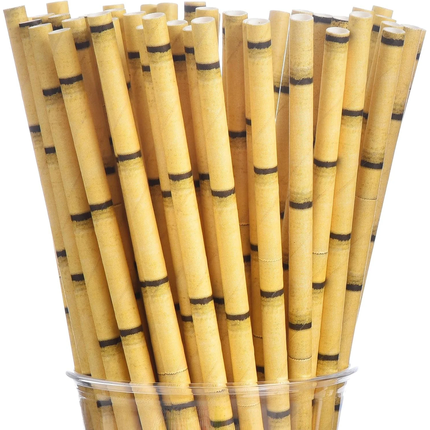 Biodegradable Bamboo Print Paper Drinking Straws for Drinks, Juices ...