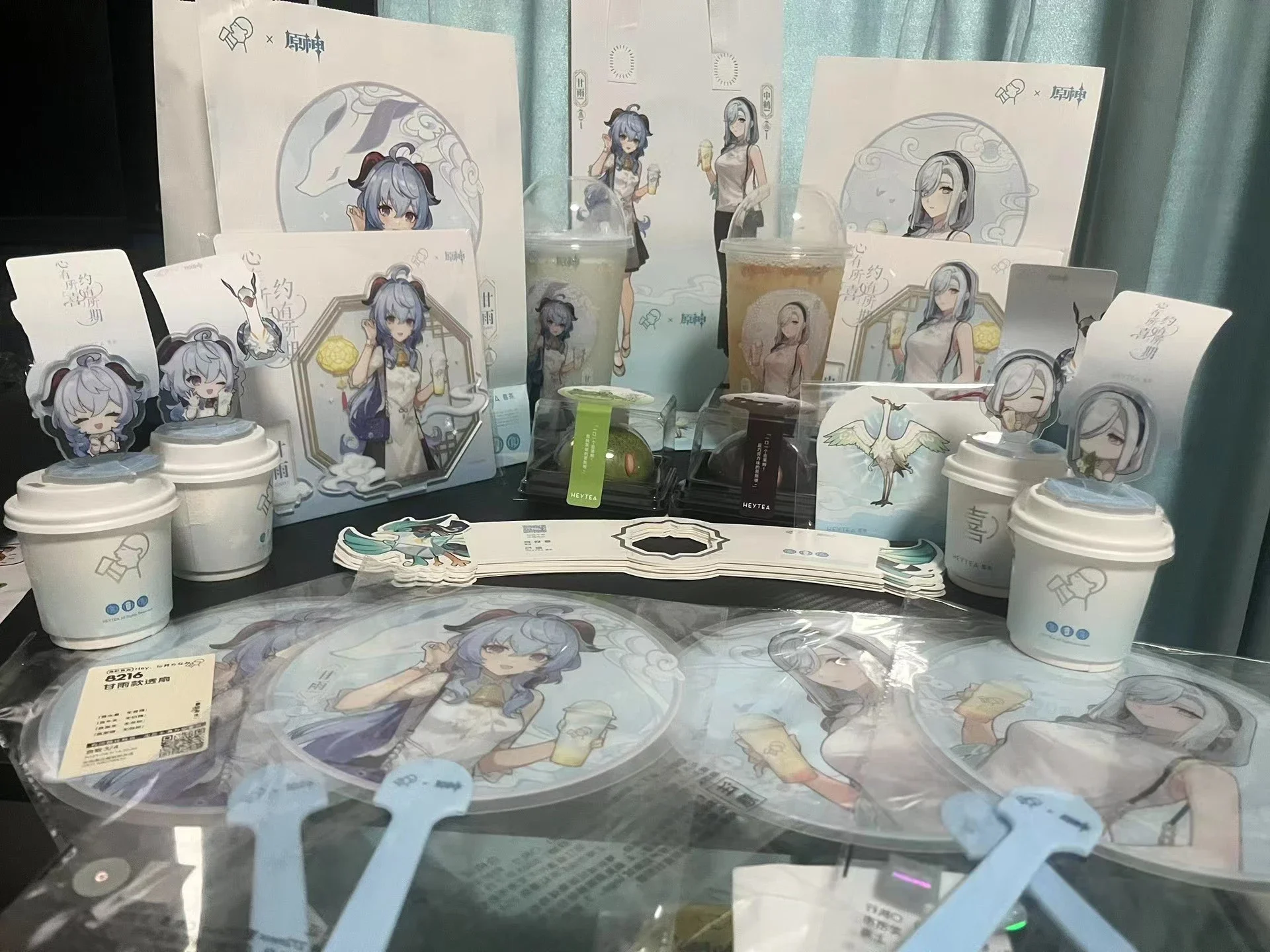 Heytea X Genshin Impact Merch Translucent Fan Stand Clip Plastic Cup ...