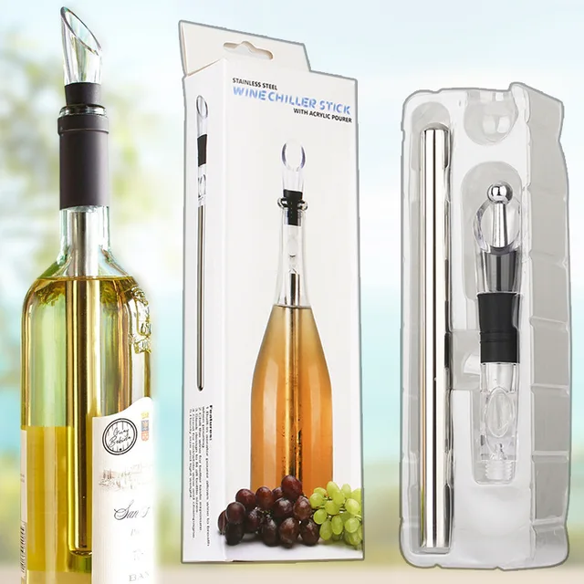 Weinkühler, 3-in-1-Edelstahlflaschenkühlerstab mit Weinbelüfter und ...