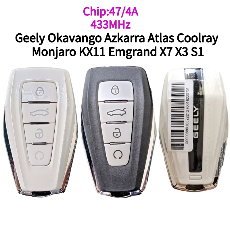 Geely Original Car Keyless Smart Remote Key 433Mhz 4A/47 Chip For ...