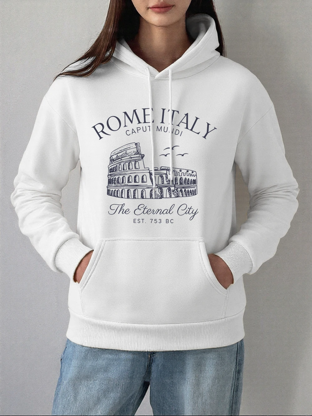 Colosseum Rome Italy Printed Hoodies Women Basics Pocket Pullover ...