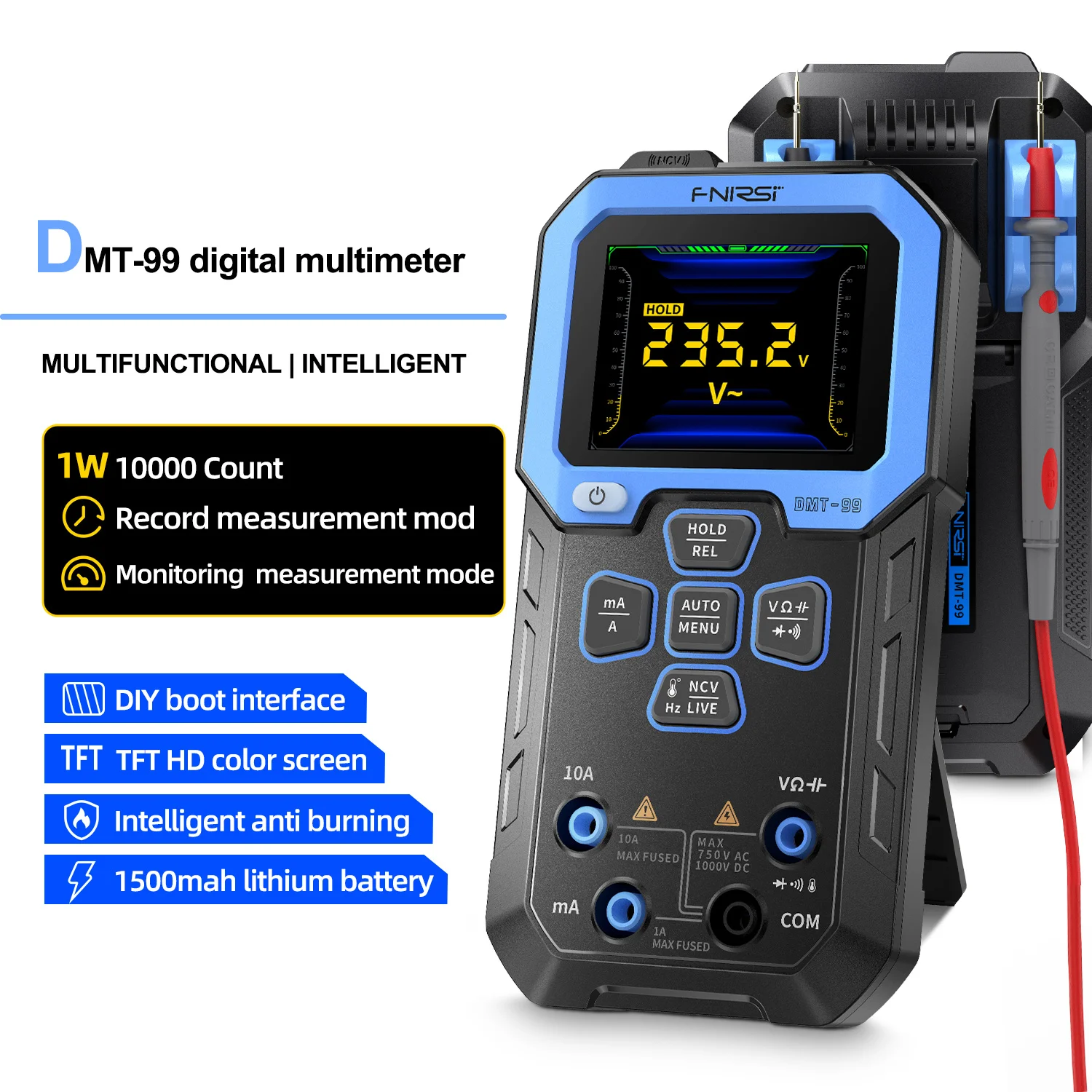 DMT-99-Digital-Multimeter-True-RMS-10000-Counts-2-4inch-NCV-Voltage ...