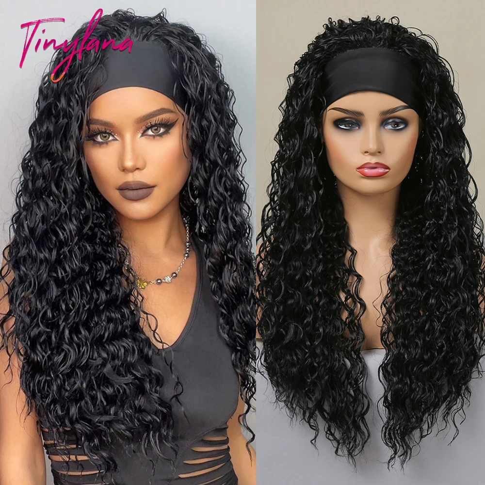 Perruque Synthétique Bouclée pour Femme Noir, Faux Cheveux Longs et ...