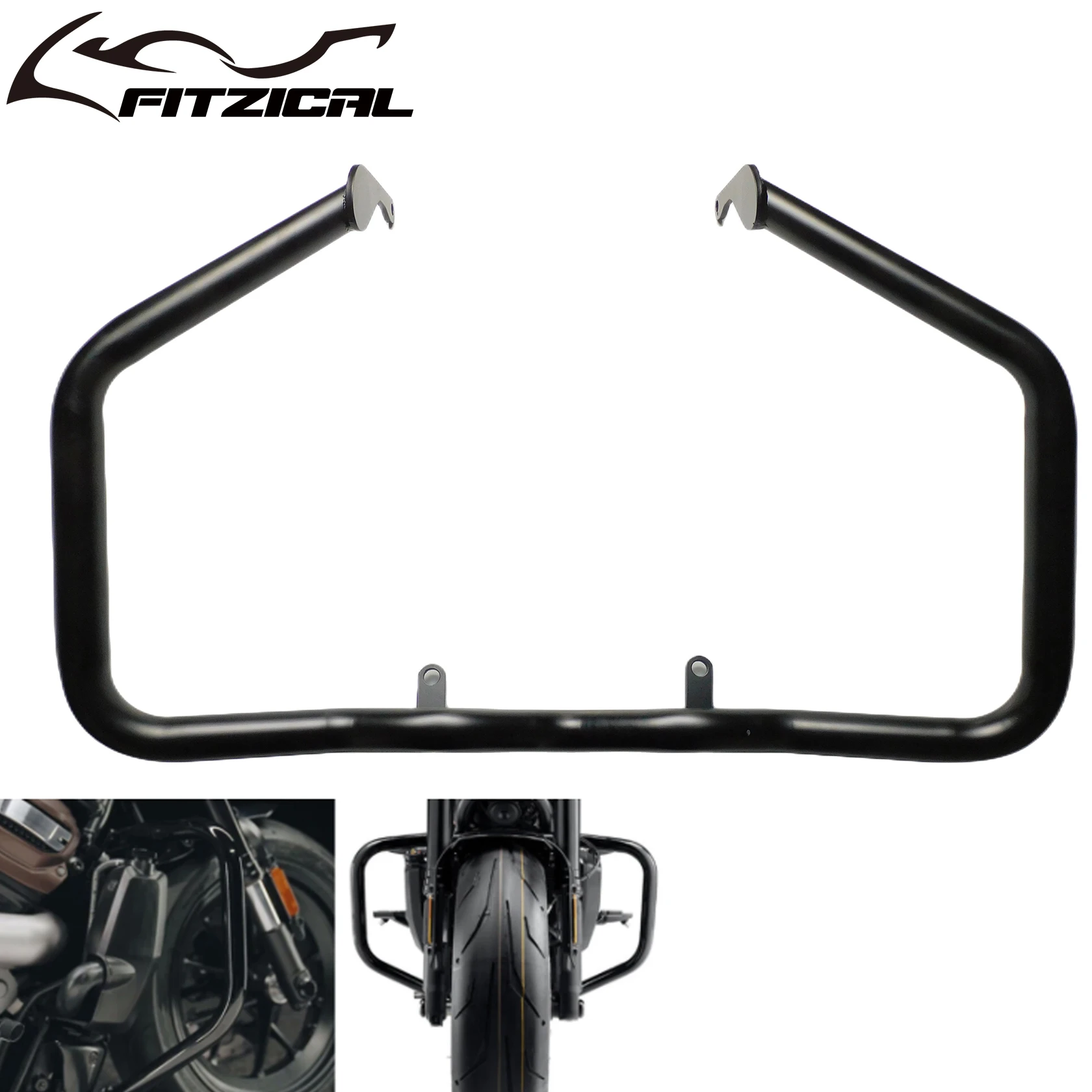 Motorcycle-Matte-Black-Front-Engine-Guard-Highway-Crash-Bar-Falling ...