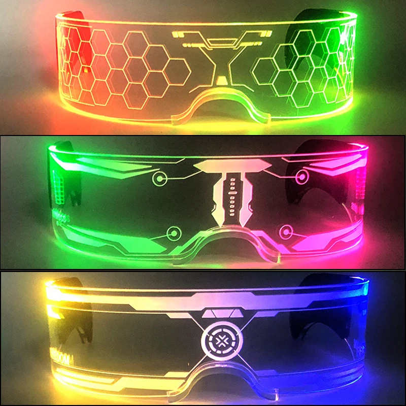 Acrylic-LED-Luminous-Glasses-Glow-Party-Glasses-Neon-Light-Up-Visor ...