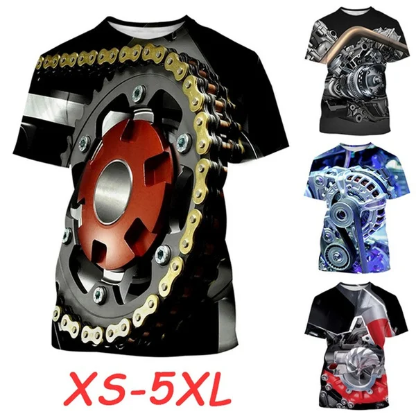 Car-Heavy-Metal-Funny-3D-Printing-Mechanical-Engine-Casual-Shirt-Youth ...