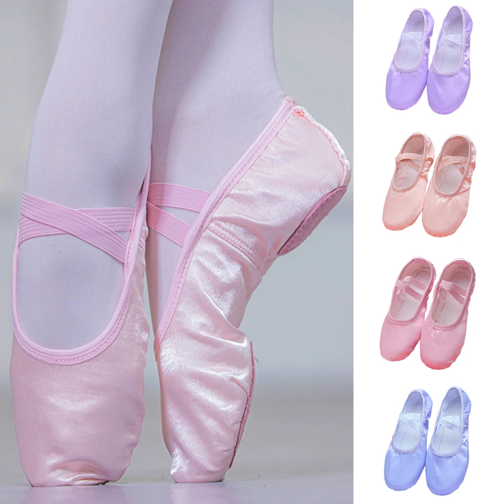 Girls-Ballet-Shoes-Kids-Dance-Slippers-Professional-Satin-Soft-Sole ...