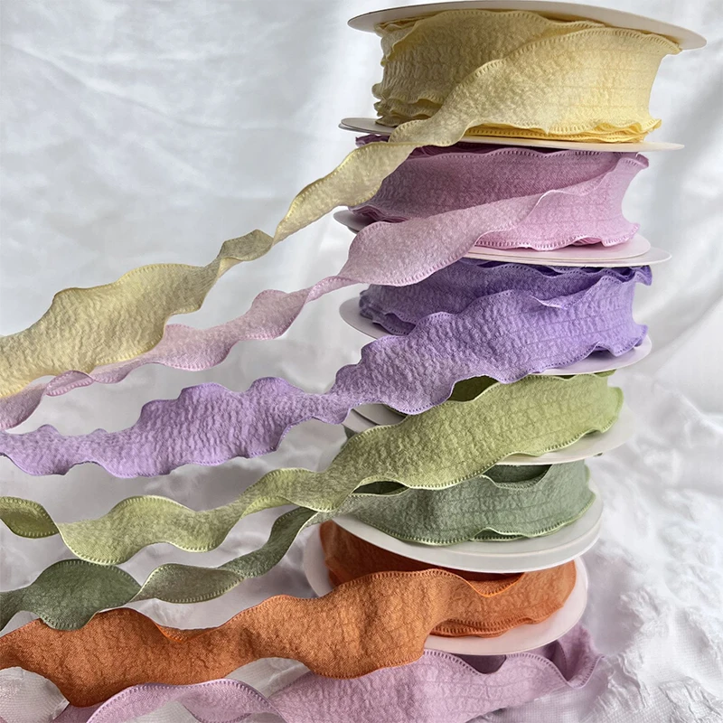 10-Yards-Roll-2-5Cm-Ruffled-Pleated-Ribbons-Plain-Fishtail-Yarn-Ribbon ...